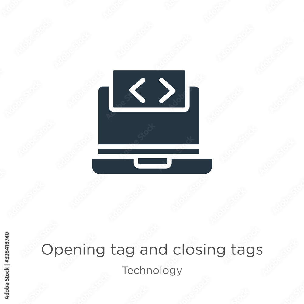 Opening tag and closing tags icon vector. Trendy flat opening tag and ...