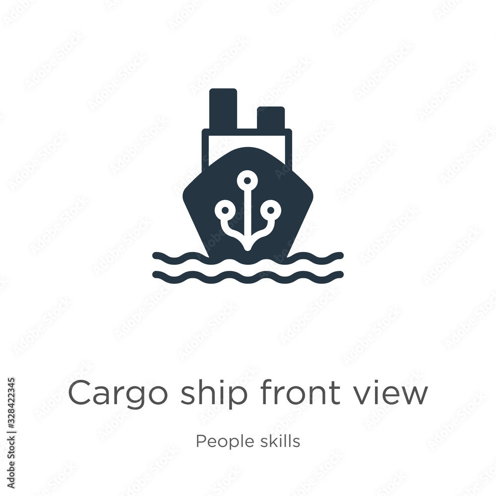 Cargo ship front view icon vector. Trendy flat cargo ship front view ...