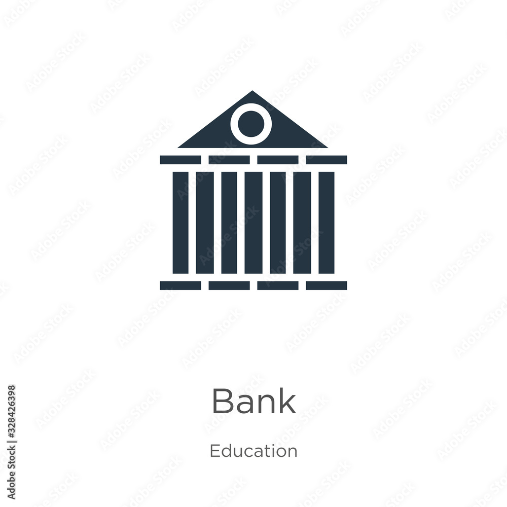 Bank symbol icon vector. Trendy flat bank symbol icon from education ...