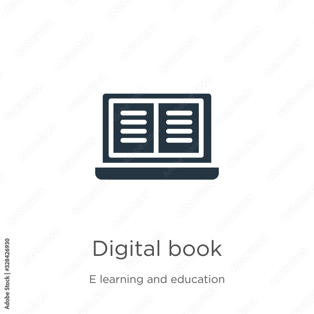 Digital book icon vector. Trendy flat digital book icon from e learning ...