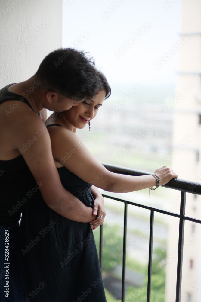 Portrait of a beautiful Indian Bengali brunette romantic couple wearing ...