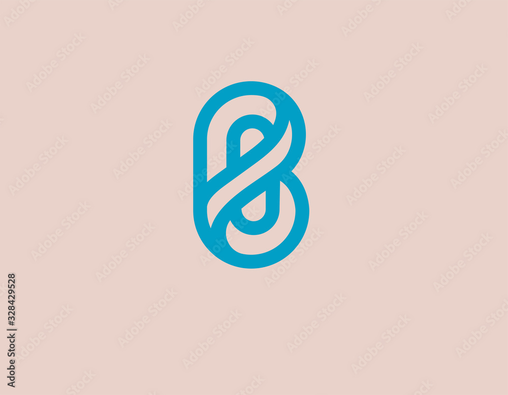 Abstract blue linear logo letter B curved line typography Stock Vector ...