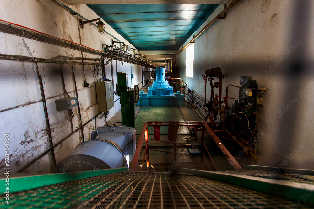Industrial photography. The interior of the dam Zeya hydroelectric ...