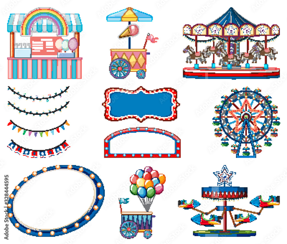 Set of circus items on white background Stock Vector | Adobe Stock