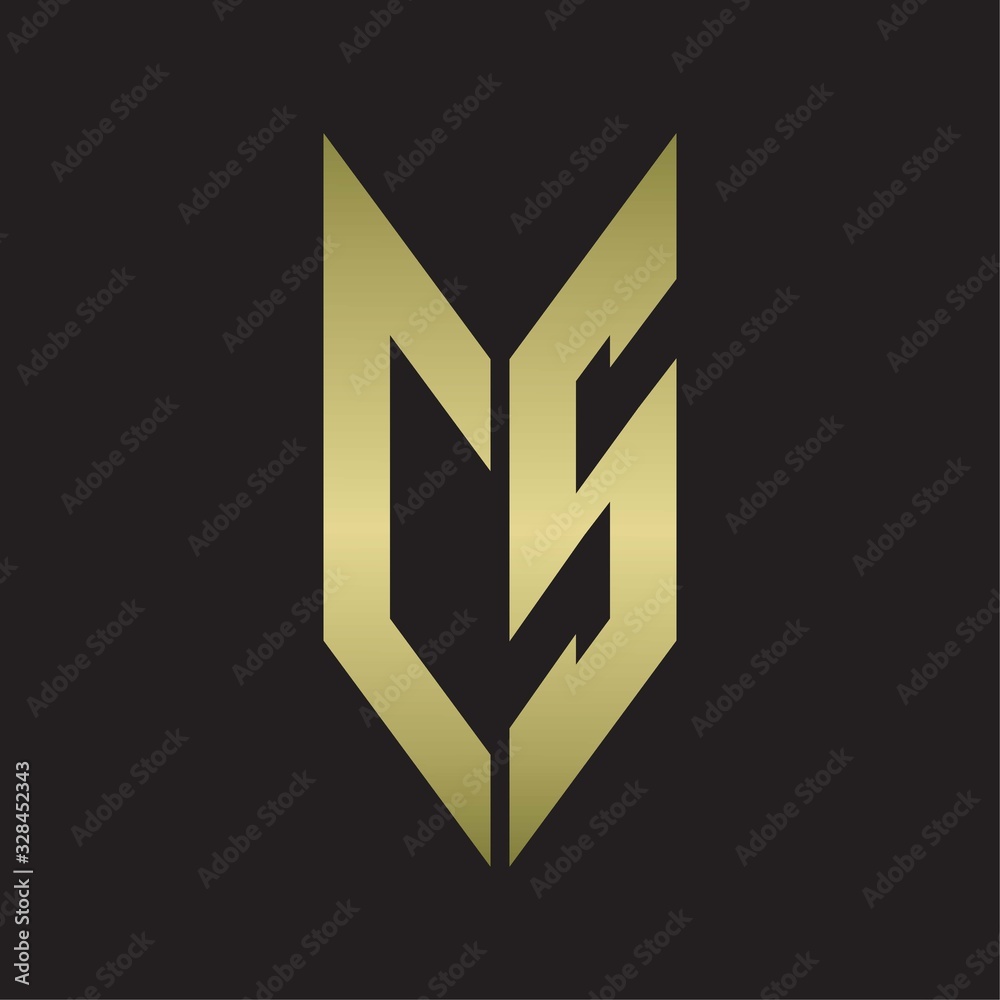CS Logo monogram with emblem style isolated with gold colors Stock ...