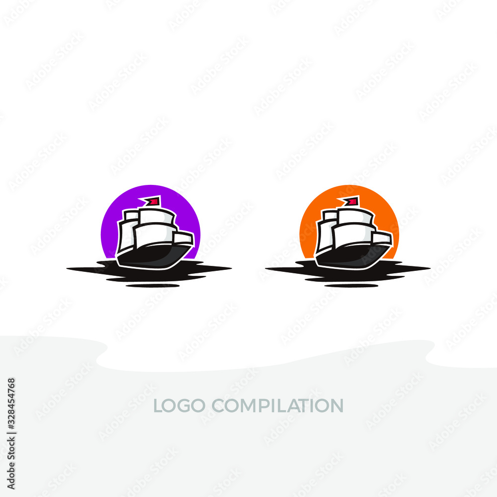 Classic sail mayflower ship simple logo compilation Stock Vector ...