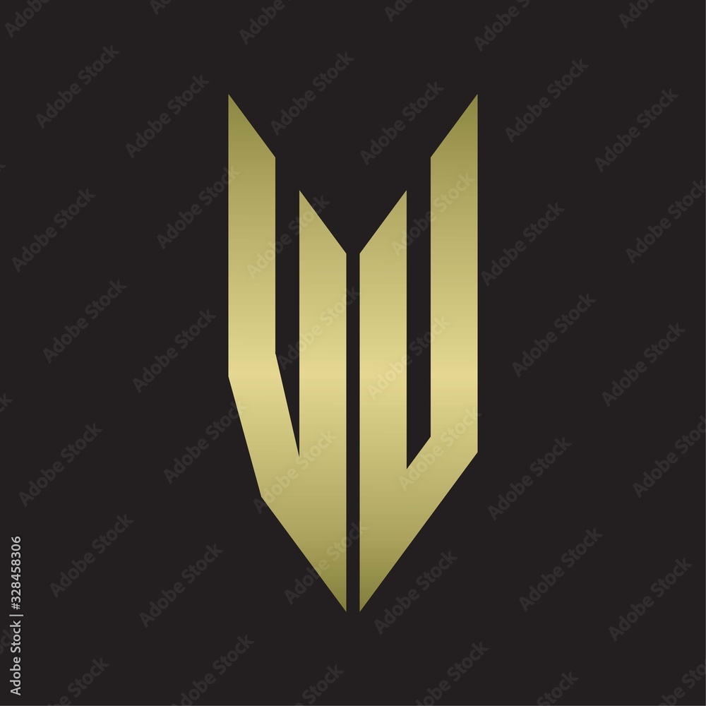 VU Logo monogram with emblem style isolated with gold colors Stock ...