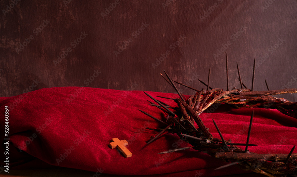 Jesus Cross With Red Cloth