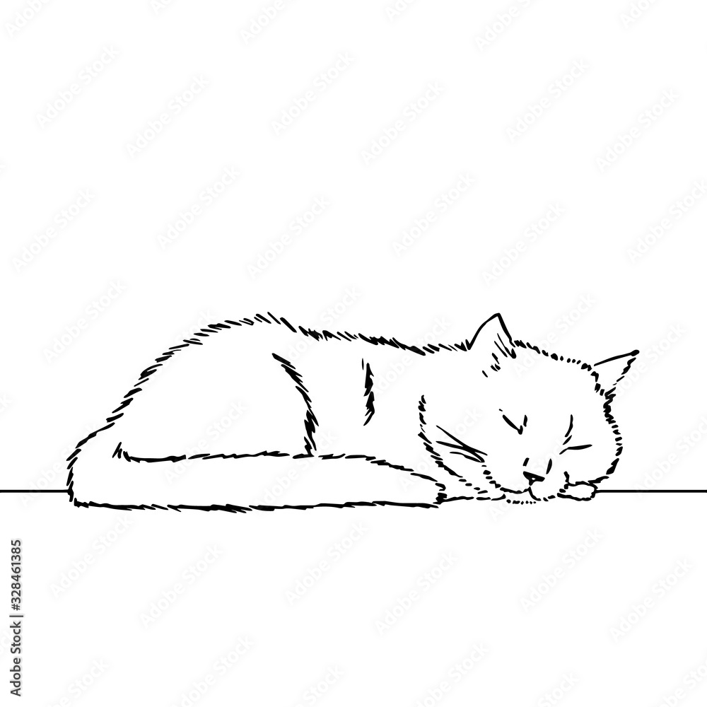 Cat Lying Down Drawing