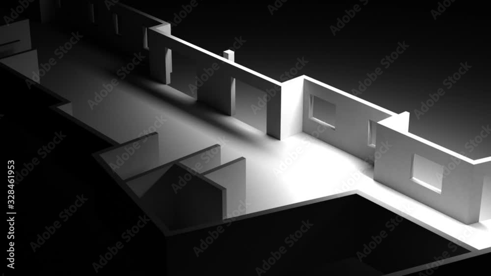 animation showing a Technical Drawing of floor design being drawn with ...