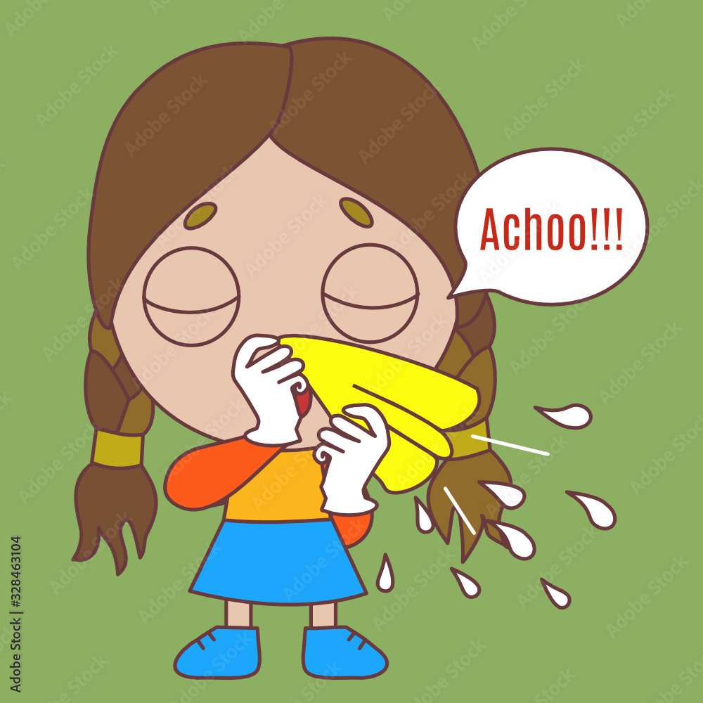 girl emoji says achoo, sneezes his snots or blows his nose using a ...