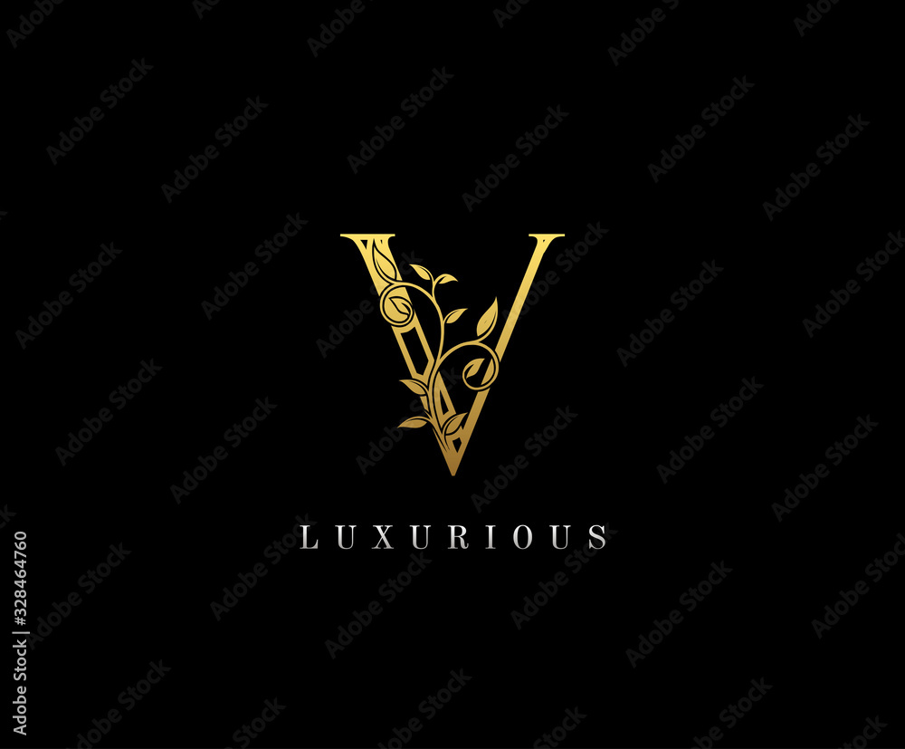 Gold Letter V Logo. V Letter Design Vector with Golden Colors and ...
