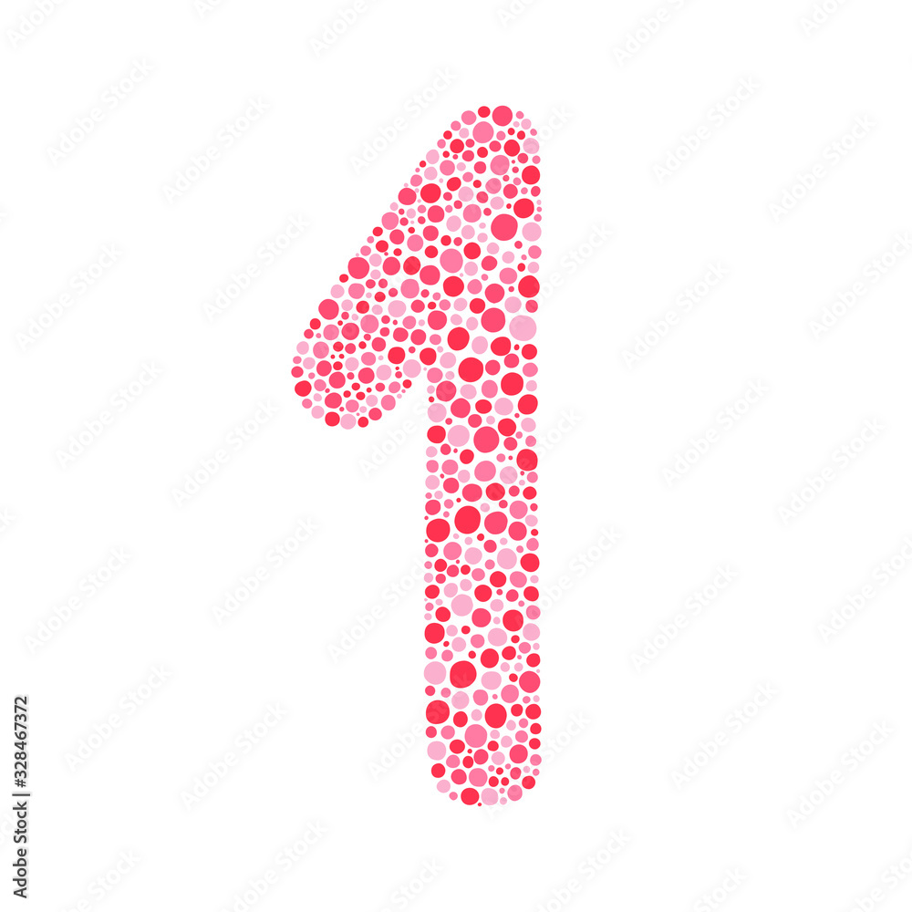 Number one silhouette decorated with red dots. Vector illustration ...