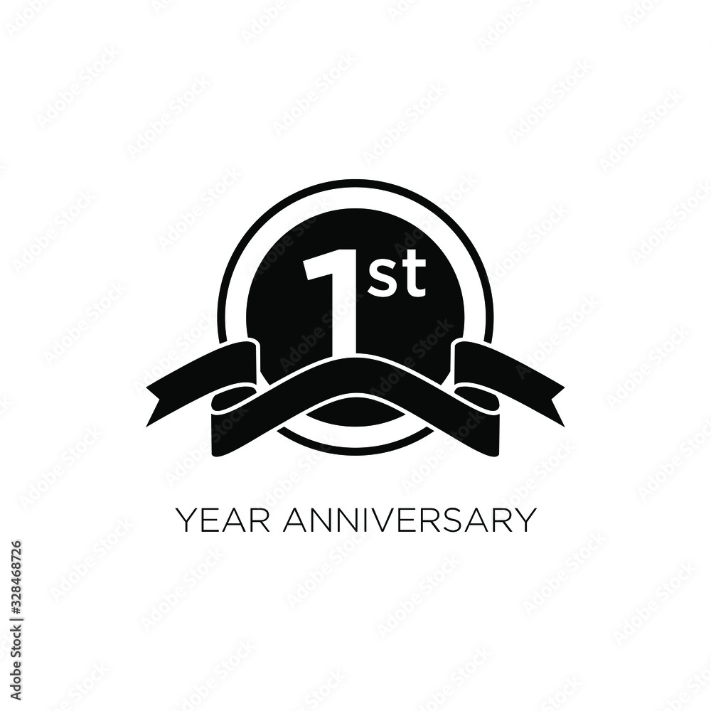 1st anniversary letter logo icon design with ribbon banner Stock Vector ...