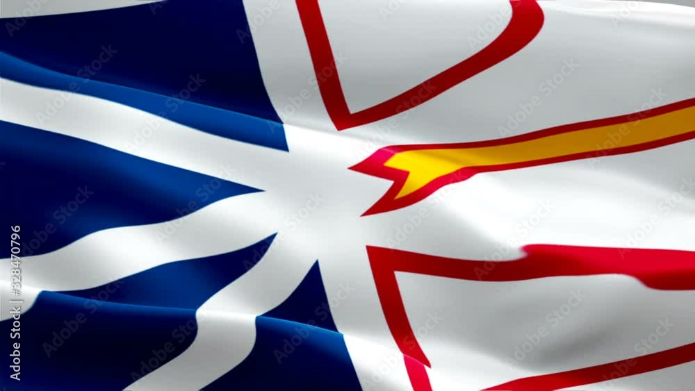 Newfoundland Province nfld flag video waving in wind. Realistic ...