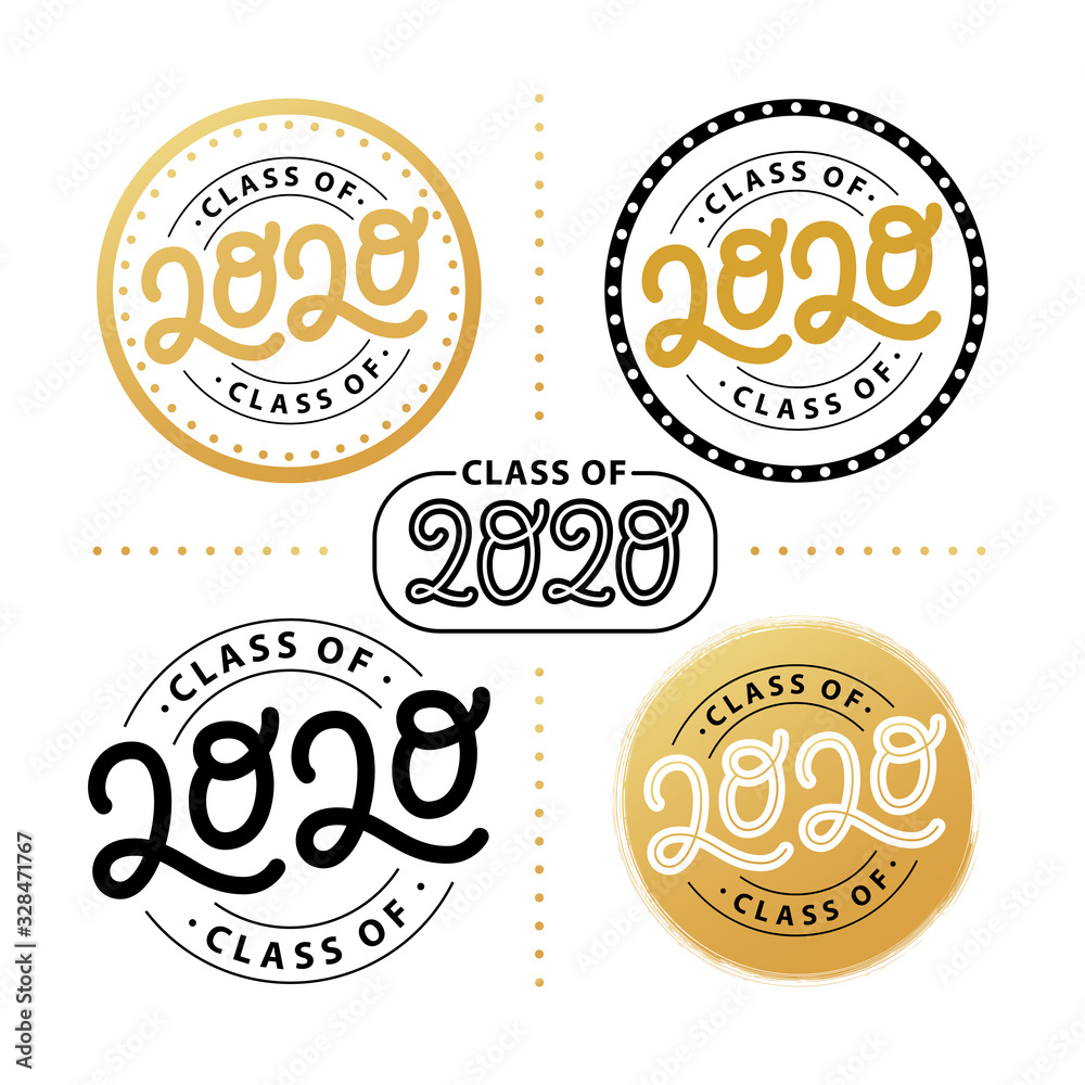 Graduate 2020 set. Class of 2020. Lettering Graduation logo stamp ...
