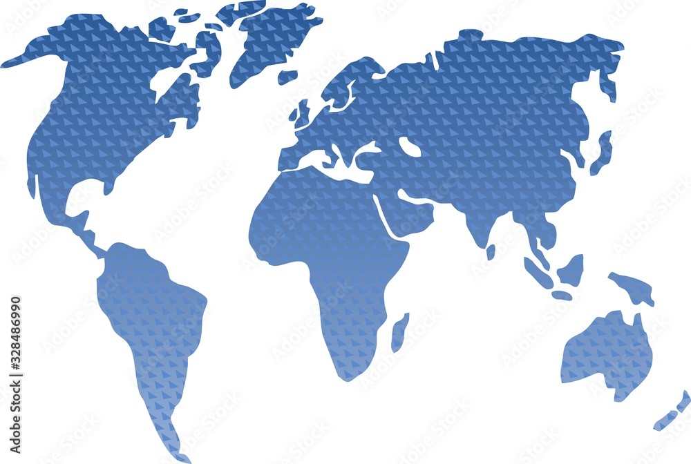 World map vector isolated on white background. Flat Earth, blue card ...