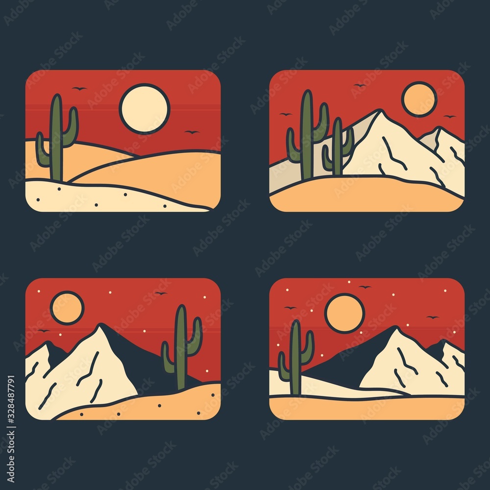 simple logo badge desert design illustration, for t-shirt prints ...