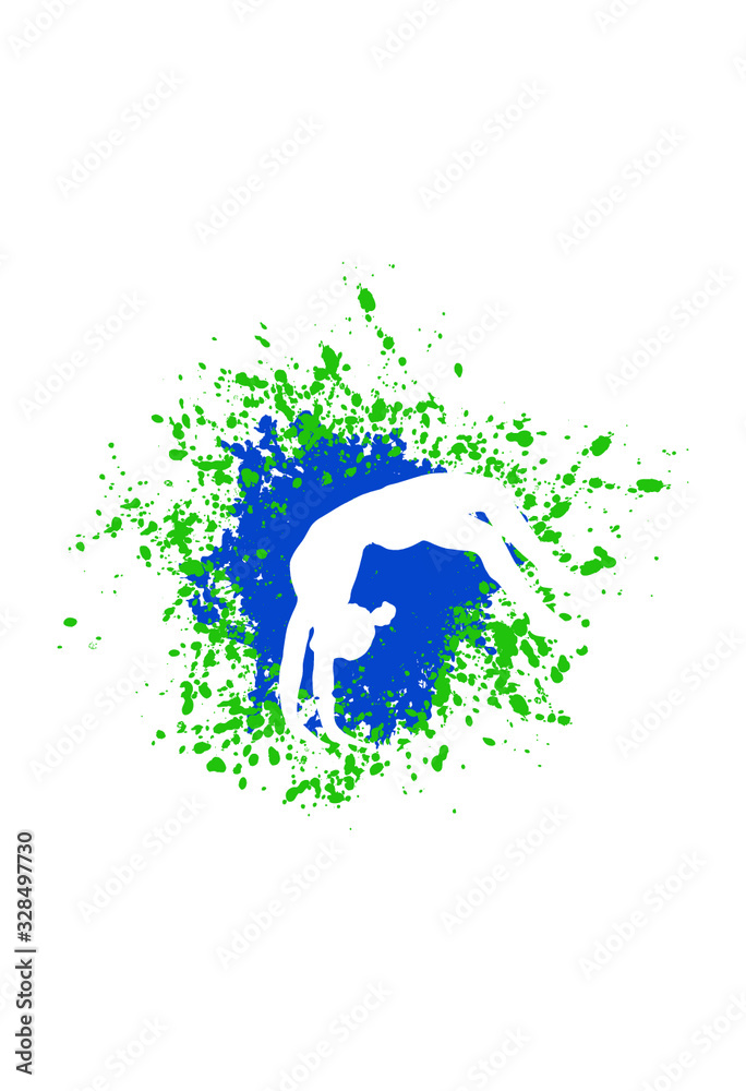 Gymnastics back flip silhouette tumbling girl woman cheerleader Stock ...