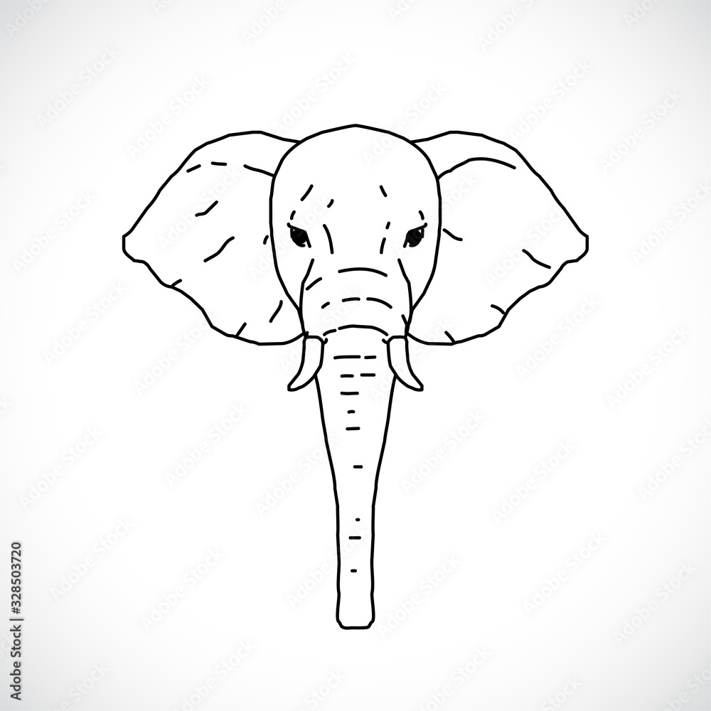 Hand draw elephant head . Vector illustration Stock Vector | Adobe Stock