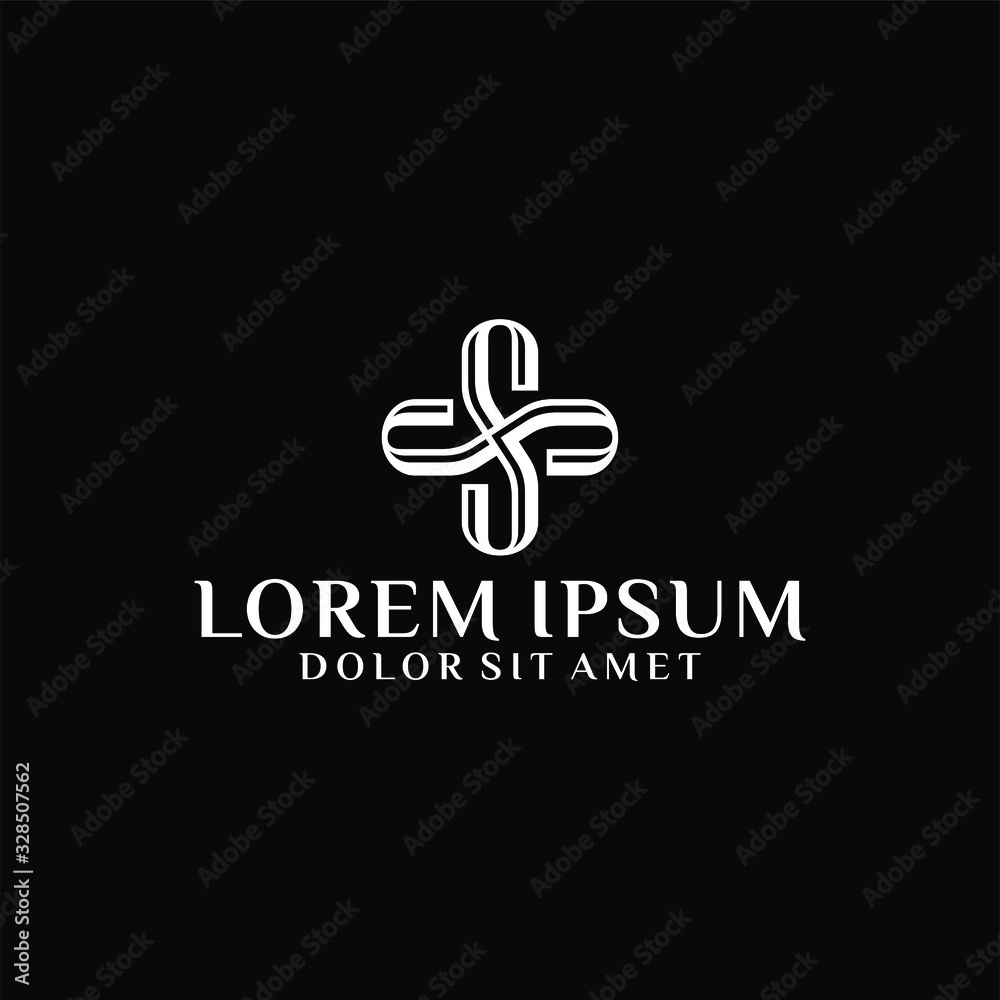Initial letter SS logo template with classic cross font symbol in flat ...