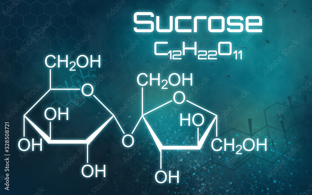 Chemical formula of Sucrose on a futuristic background Stock ...