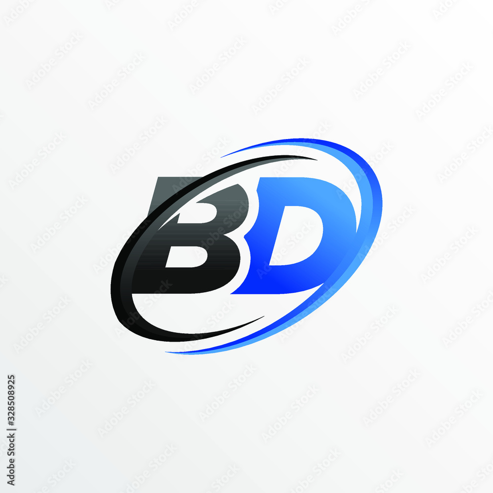 Initial Letters BD Logo with Circle Swoosh Element Stock Vector | Adobe ...
