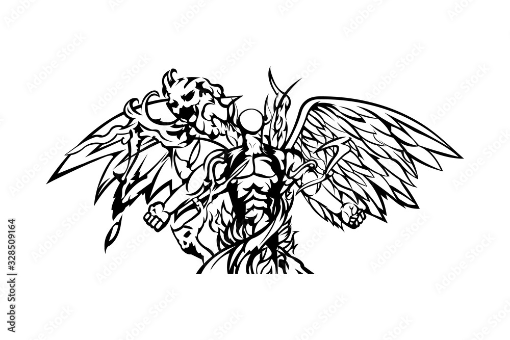 silhoute fallen angel who transform into demon Stock Vector | Adobe Stock