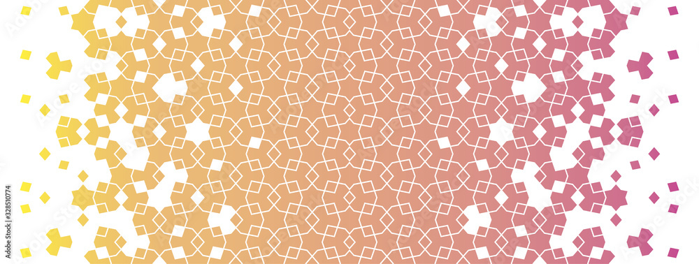 Gradient arabian, islamic vector border. Geometric halftone texture ...