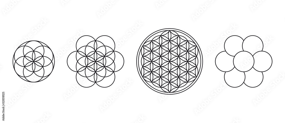 Flower of Life, Seed and Egg of Life. Geometric figures, spiritual ...