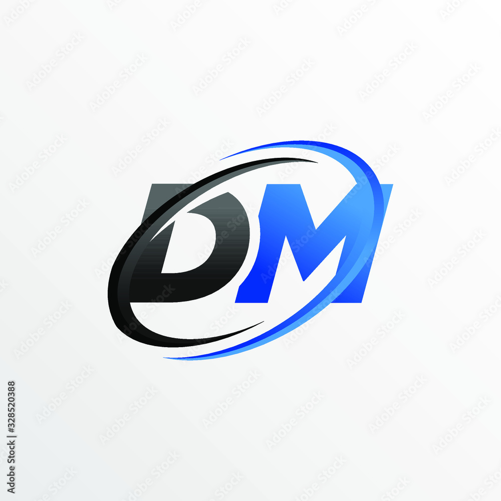 Initial Letters DM Logo with Circle Swoosh Element Stock Vector | Adobe ...