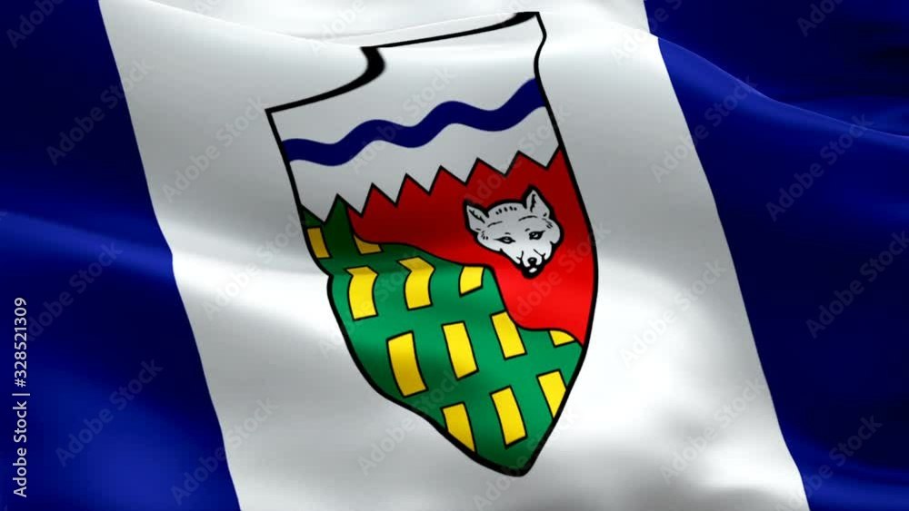 Flag of Northwest Territories video waving in wind. Realistic Province ...