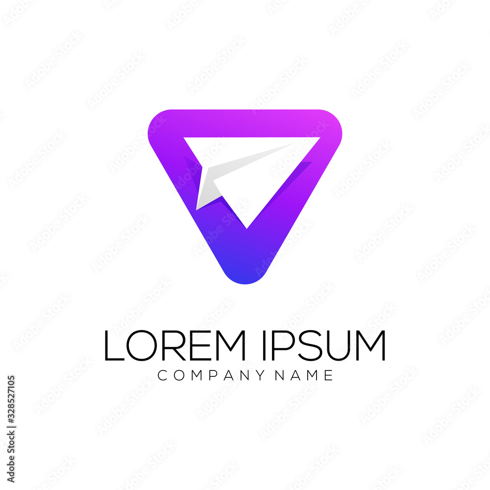 paper plane logo design vector abstract Stock Vector | Adobe Stock