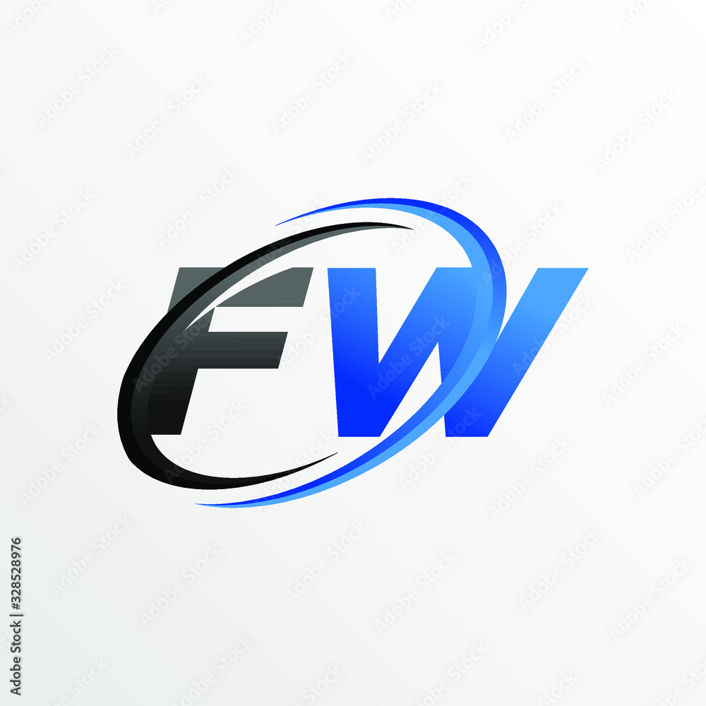 Initial Letters FW Logo with Circle Swoosh Element Stock Vector | Adobe ...