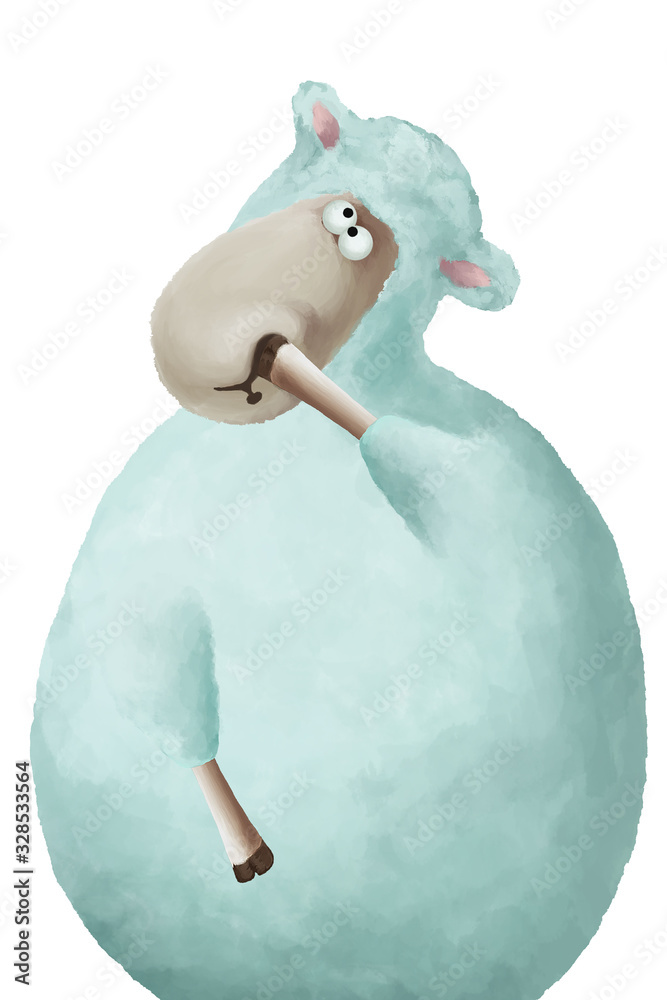 Cute sheep picking the nose. Comic cartoon clip art on white background ...