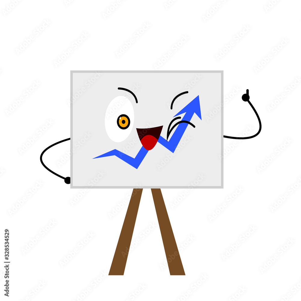 Blackboard cartoon character winks and laughs his thumb on his hand is raised up in approval, it ...