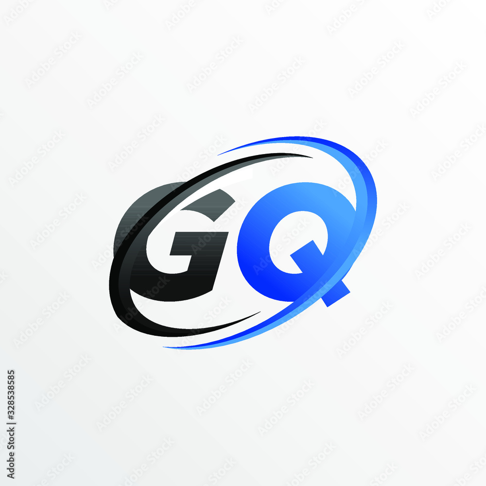 Initial Letters GQ Logo with Circle Swoosh Element Stock Vector | Adobe ...
