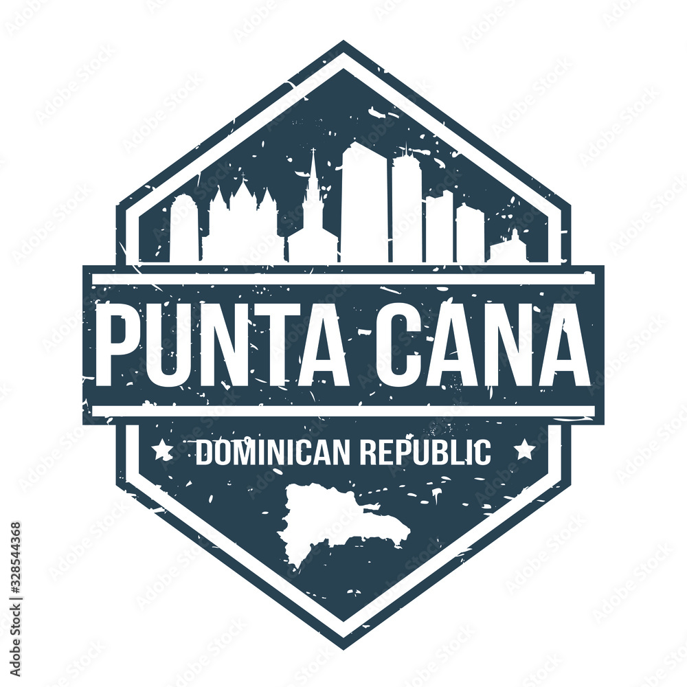 Vecteur Stock Punta Cana Dominican Republic Travel Stamp. Icon Skyline ...