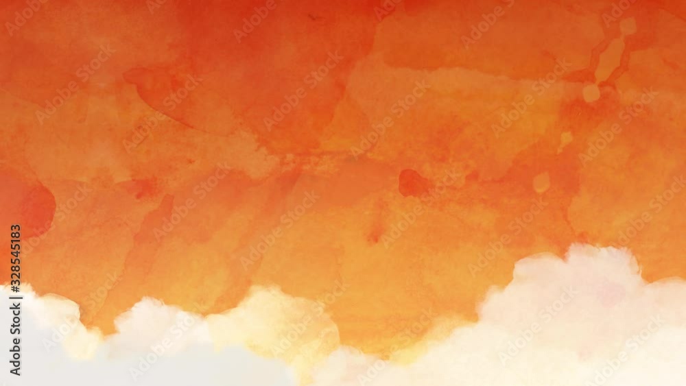 Set of 3 orange watercolor painterly sky looping animated backgrounds ...