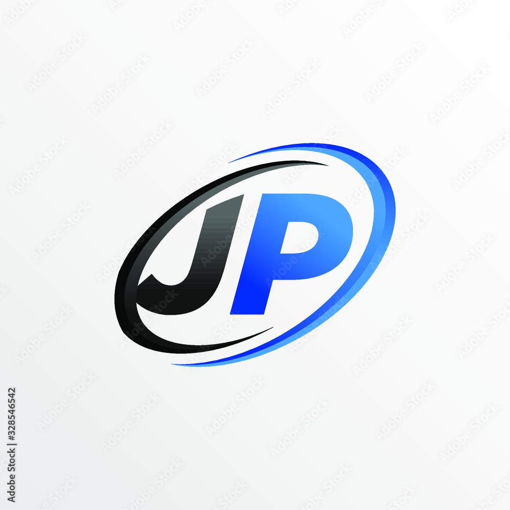 Initial Letters JP Logo with Circle Swoosh Element Stock Vector | Adobe ...