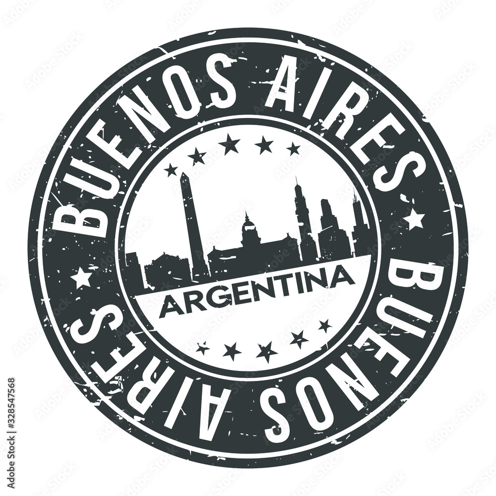 Buenos Aires Argentina America Stamp. Logo Icon Symbol Design Skyline ...