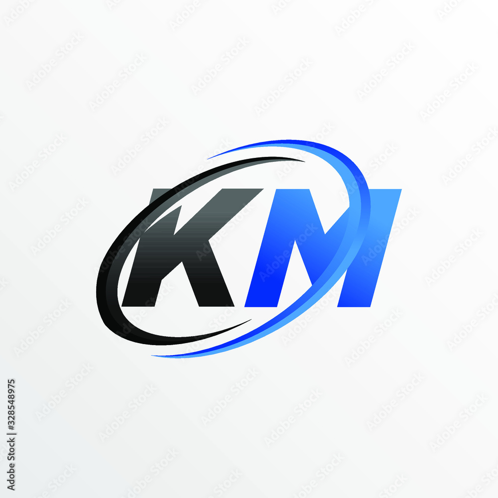 Initial Letters KM Logo with Circle Swoosh Element Stock Vector | Adobe ...
