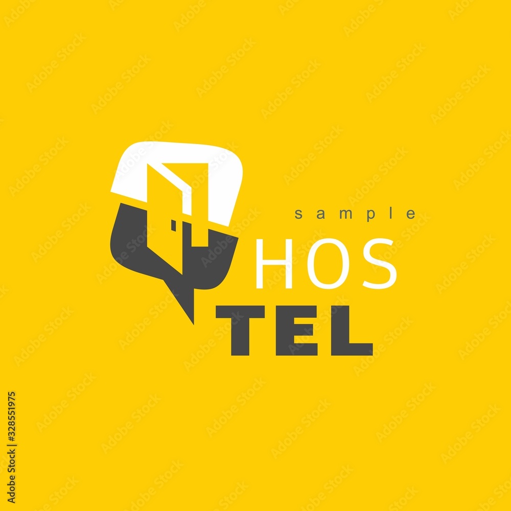 Hostel Logo vector template emblem yellow background Stock Vector ...