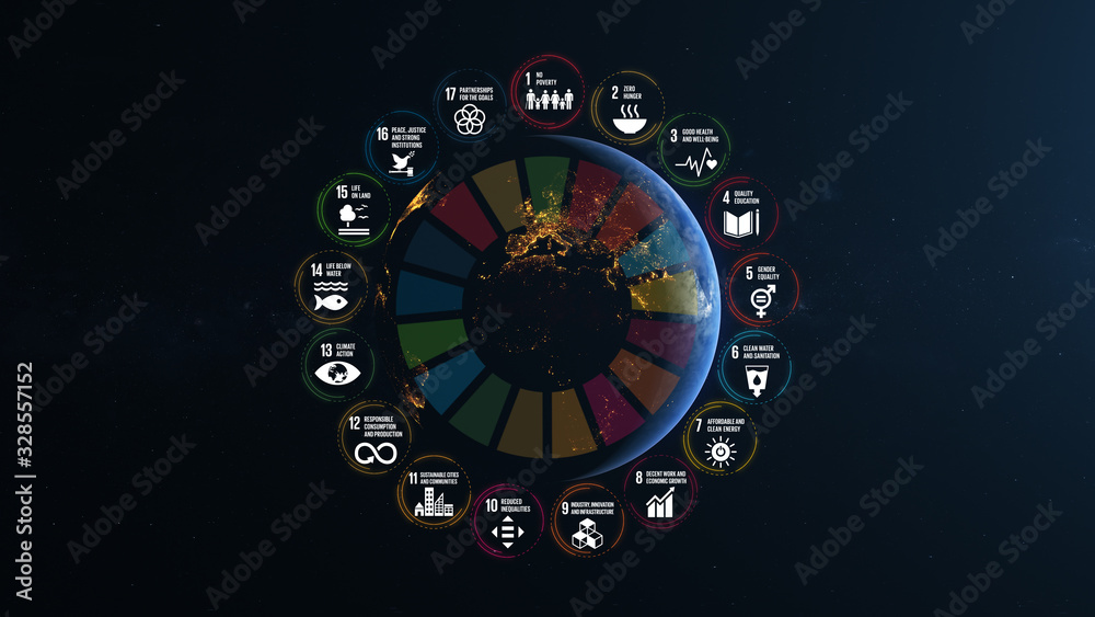 Earth World The 17 Global Goals SDG for 2030 With Logo Full Orb Stock ...