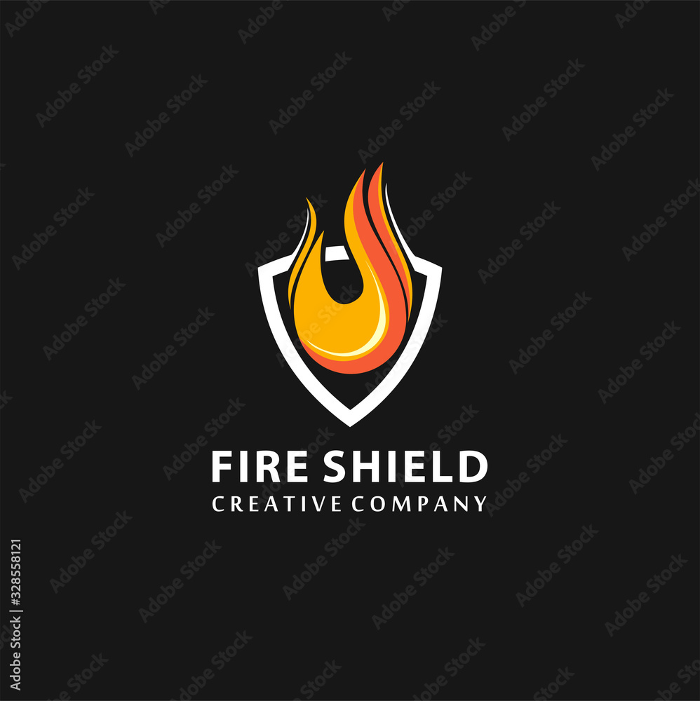 Shield Fire Logo Design Element, security logo ,vector, logo design ...