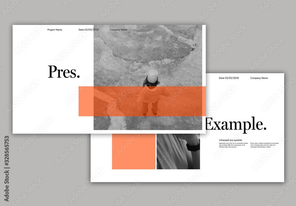 Presentation Layout with Orange Overlay Elements Stock Template | Adobe ...