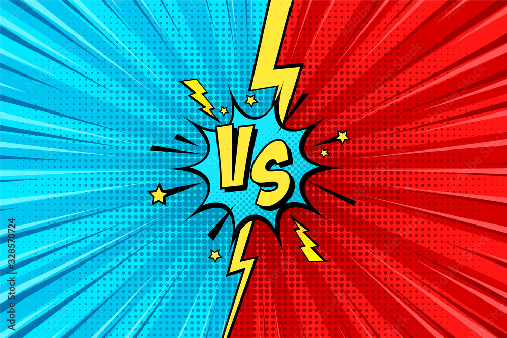 Cartoon comic background. Fight versus. Comics book colorful ...