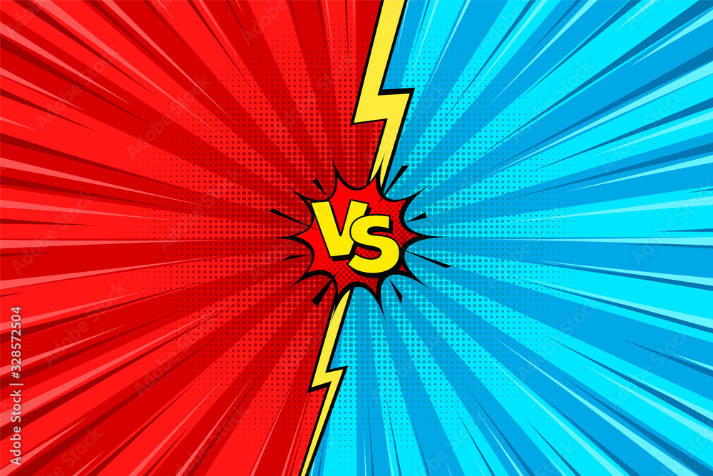 Cartoon comic background. Fight versus. Comics book colorful ...
