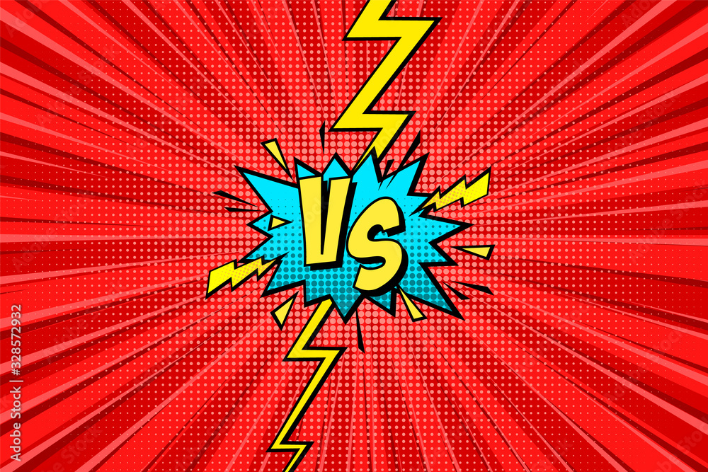 Cartoon comic background. Fight versus. Comics book colorful ...