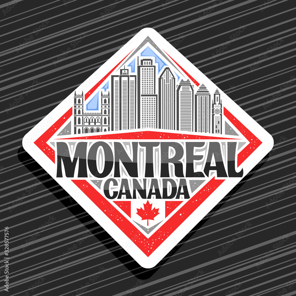 Vector logo for Montreal, white decorative rhombus badge with ...